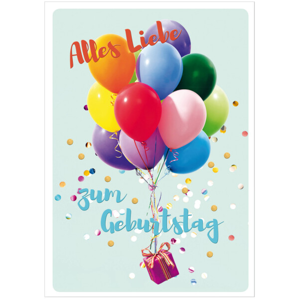 SUSY CARD Geburtstagskarte "Geschenk-Ballons" | Kopierpapier.de
