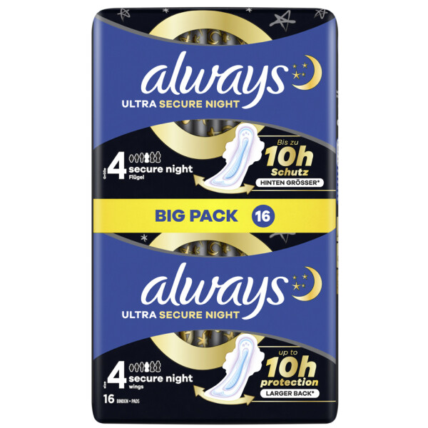 always ultra Damenbinde Secure Night mit Flügeln, BigPack | Kopierpapier.de