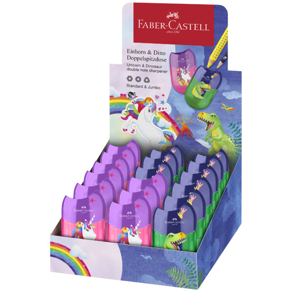 FABER-CASTELL Doppelspitzdose "Dino Einhorn", im Display | Kopierpapier.de