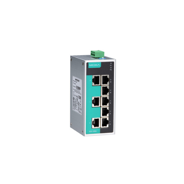 MOXA Unmanaged Industrial Ethernet Switch. 8-ports, EDS-208A